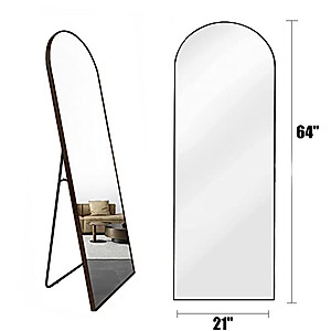 ZMYCZ Floor Mirror, 64"x21" Arched Full Length Mirror Standing Hanging or Leaning Against Wall, Arched-Top Mirror with Aluminum Alloy Frame, Body Mirror for Bedroom (Black)