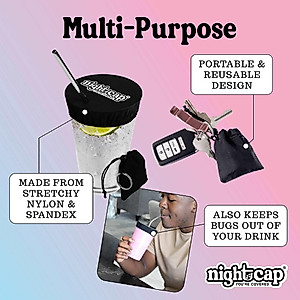 Nightcap Keychain - The Reusable Drink Spiking Prevention Accessory - Conveniently Attach the Key Ring Key Chain Pouch to Your Keys, Handbags, or Purse for Quick Access 4pk