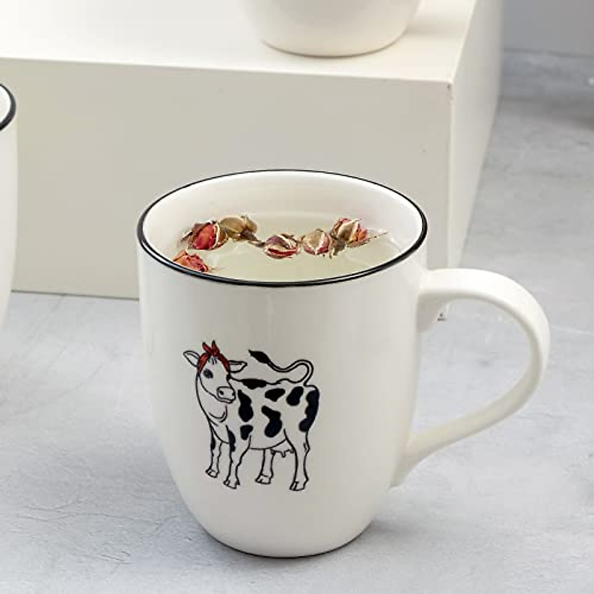LEHAHA Farmhouse Coffee Mugs Set,16 OZ Animal Large Coffee Mugs with Handle, Set of 6, Christmas Porcelain Mugs/Cups for Coffee, Tea, Cocoa, Office and Home Use, Practical Gift, Assorted Design