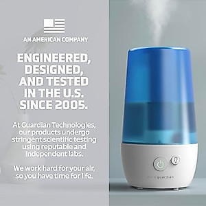 PureGuardian H965AR Ultrasonic Cool Mist Humidifier, 70 Hrs. Run Time, 1 Gal. Tank Capacity, 320 Sq. Ft. Coverage, Small Rooms, Filter Free, Silver Clean Treated Tank, Includes Essential Oil Tray