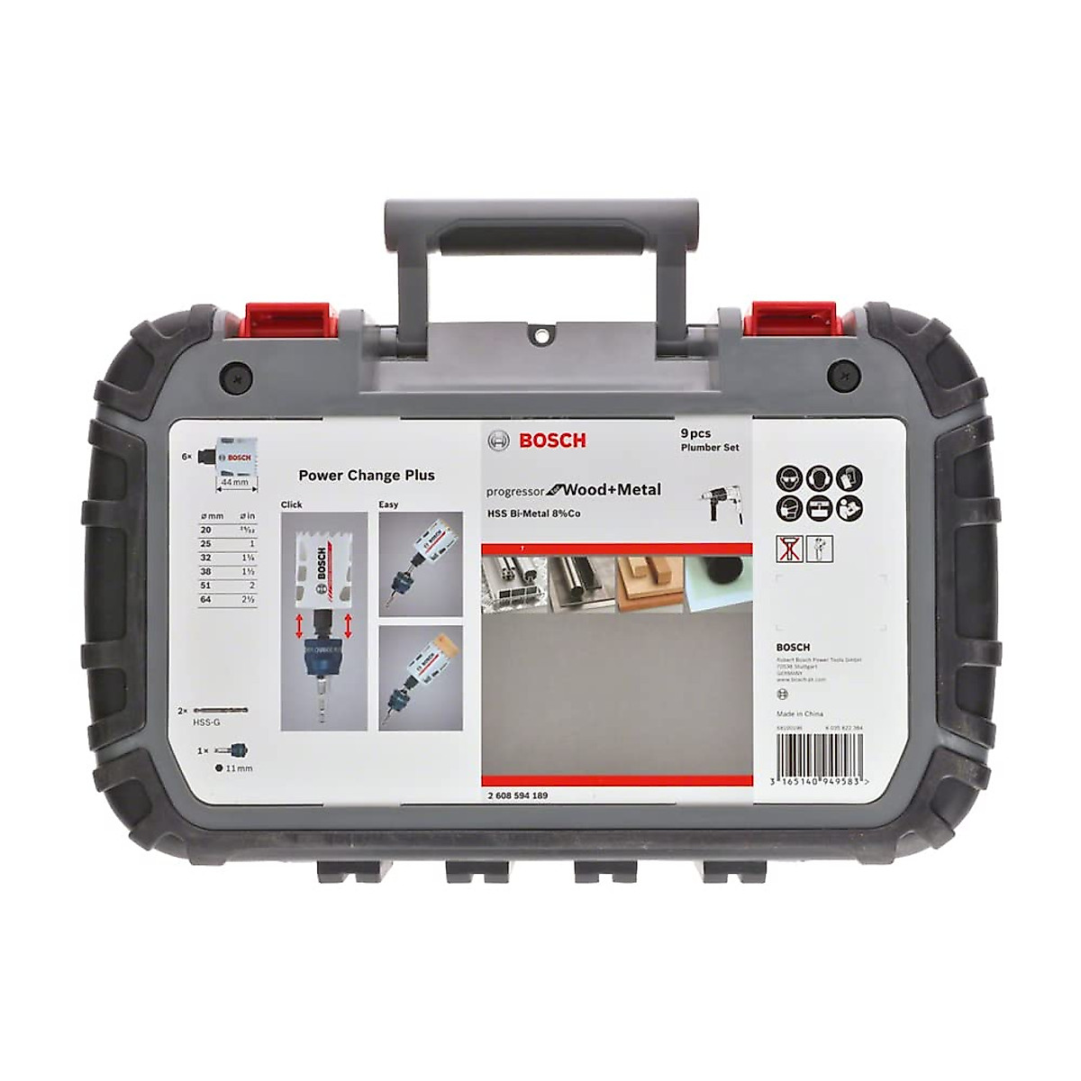 Bosch 2608594189 9-Piece Sanitary Set Bi-Metal Hole Saw 8% Cobalt Alloy Diameter 20/25 / 32/38 / 51/64 mm