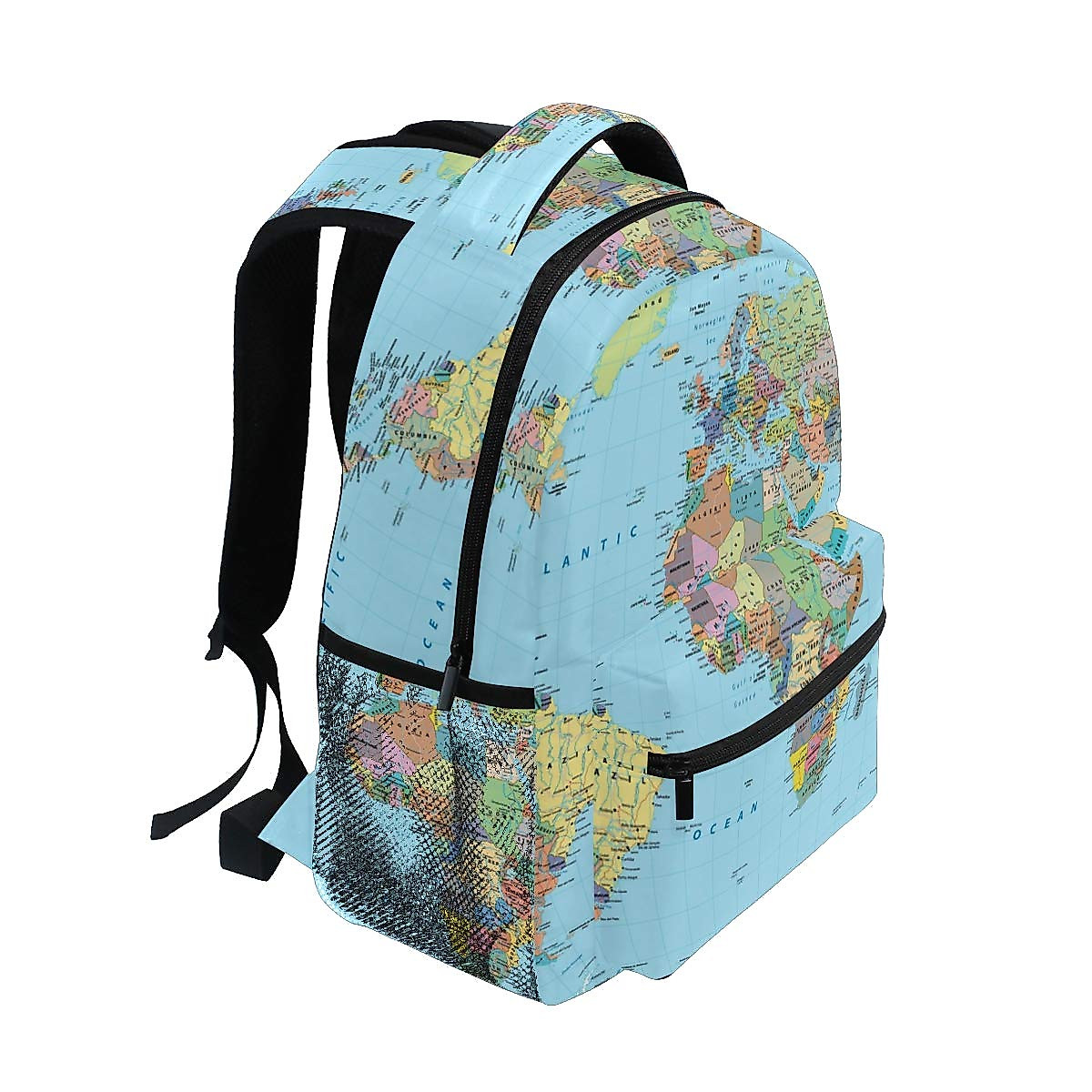 XLING Backpacks Geography World Map Plaid Multi Function College Canvas Book Bag Travel Hiking Camping Canvas Daypack