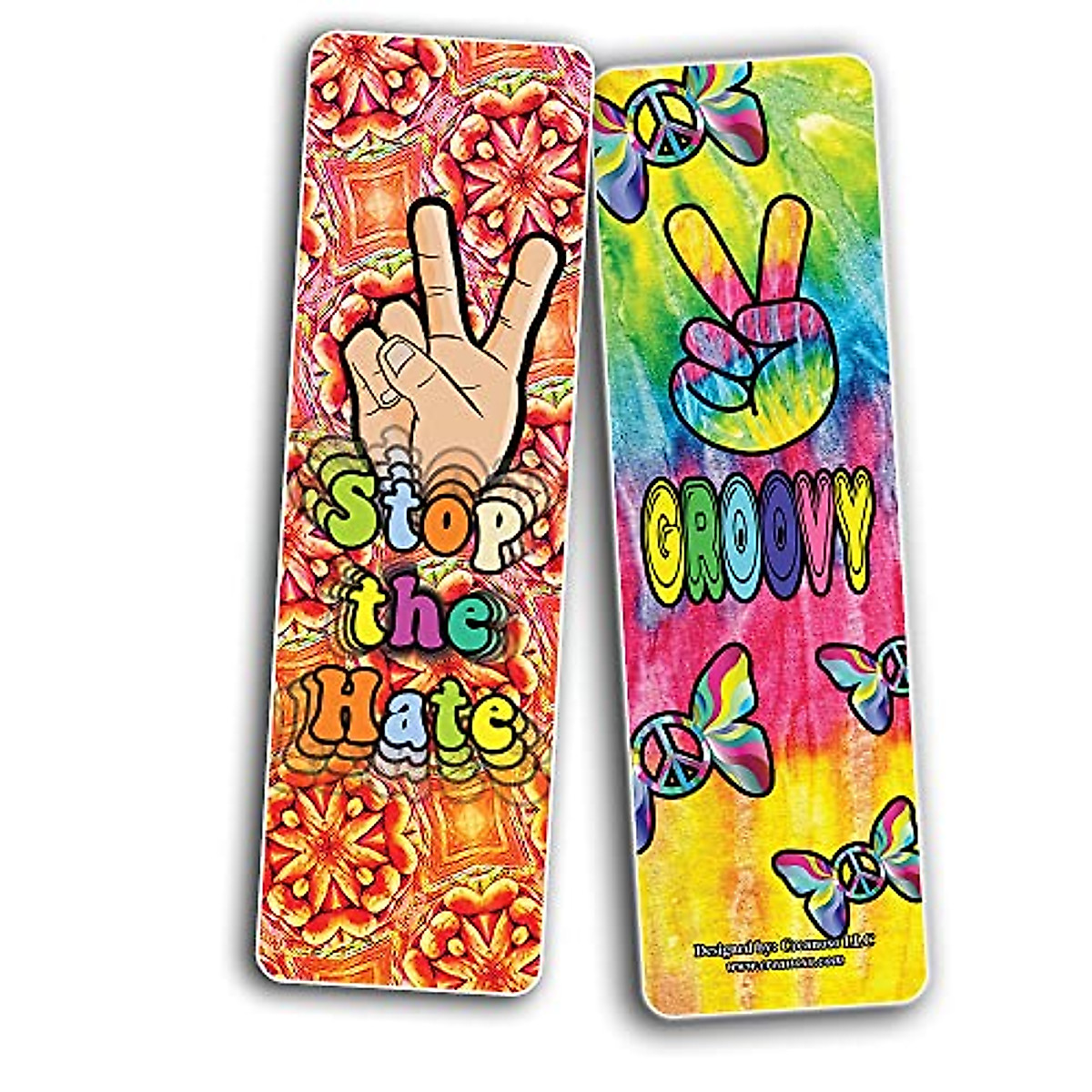 Creanoso Hippie Retro 60's Bookmarks (2-Sets X 6 Cards) – Daily Inspirational Card Set – Interesting Book Page Clippers – Great Gifts for Kids and Teens
