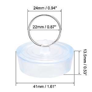 uxcell Rubber Sink Plug, Drain Stopper Clear Blue Fit 38-40mm with Hanging Ring for Bathtub Kitchen and Bathroom 2 Pcs
