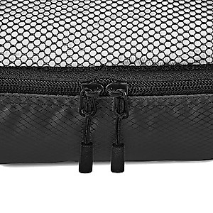 Amazon Basics Lightweight Packing Cubes for Travel, 4 Piece Set With Double Zipper Pulls and Mesh Top Panel, 100% Durable Polyester, Small, Black