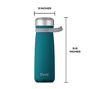 S'well Stainless Steel Traveler With Handle, 24oz, Peacock Blue, Triple Layered Vacuum Insulated Containers Keeps Drinks Cold for 40 Hours and Hot for 16, BPA Free, Easy Carrying On the Go