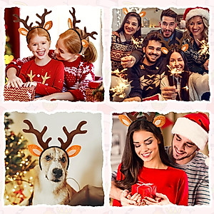 Hotop 2 Colors Halloween Deer Antler Headbands Christmas Fawn Horn Headband Reindeer Headband with Antler Ears Animal Cosplay Costume Headbands for Women Party Favors