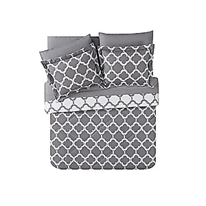 VCNY Home Galaxy Reversible 8 Piece Bed-In-A-Bag Comforter Set, Queen, Grey/White