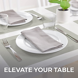 Home Genie Dining Table Placemats Set of 6 and Non Adhesive Drawer and Shelf Liner, Placemats are 18x12 Inch in Champagne Color, Drawer and Shelf Liner is 12 IN x 20 FT in Light Taupe Color, 2 Item Bu