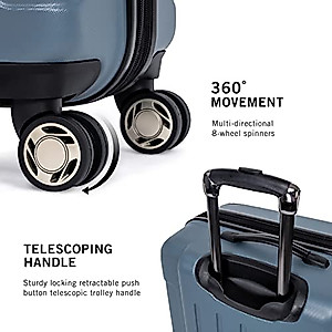 Kenneth Cole REACTION Renegade Luggage Expandable 8-Wheel Spinner Lightweight Hardside Suitcase, Granite Blue, 28-Inch Checked