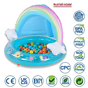 Baby Pool, Rainbow Splash Pool with Canopy, Spray Pool of 40 Inches, Water Sprinkler for Kids, for Ages 1-3