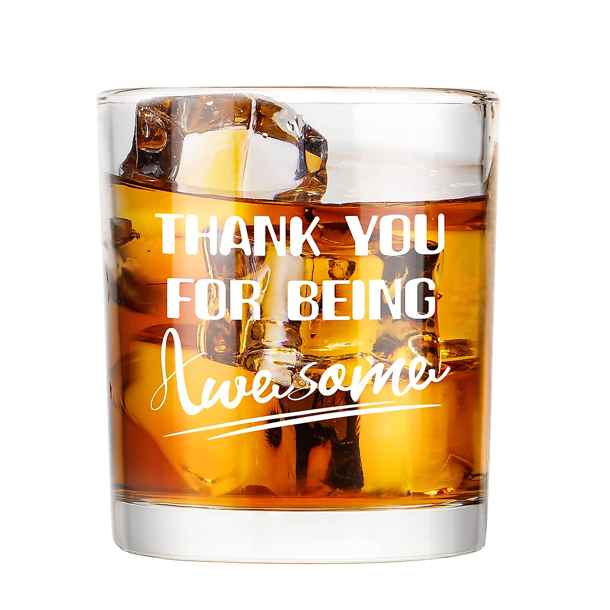 Modwnfy Thank You Gifts, Thank You for Being Awesome Whiskey Glass, Appreciation Gifts for Awesome Dad Boss Teachers Friends Coworkers, Funny Old-Fashioned Glass for Christmas Birthday, 10 Oz
