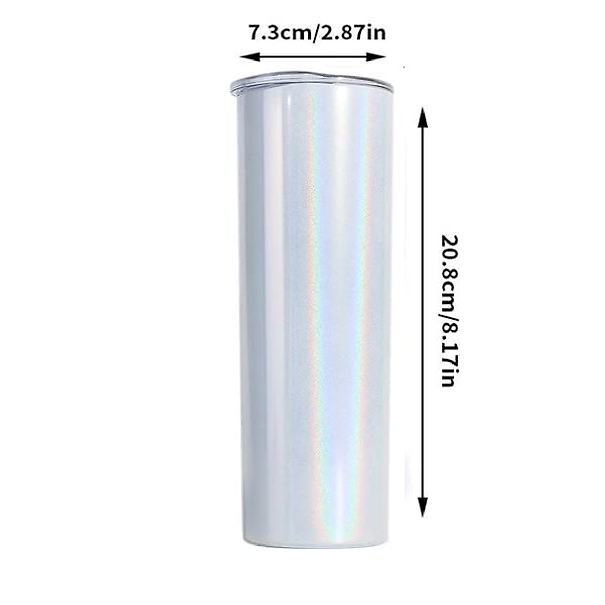 20oz CASE (4 UNITS) Glitter Skinny Strainght Sublimation Tumblers (White, 4)