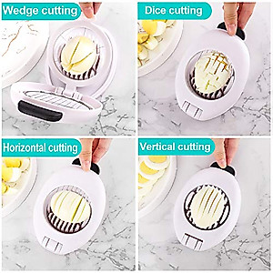 Egg Slicer for Hard Boiled Eggs,Easy to Cut Egg into Slices, Wedge and Dices, Sturdy ABS Body with Stainless Steel Wires,Non-slip Feet,Dishwasher Safe, BPA Free(WHITE)