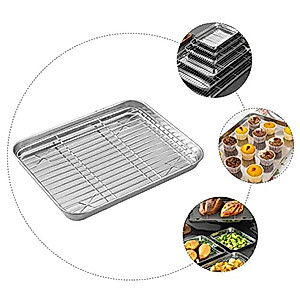 DOITOOL 1 Set Stainless Steel Bakeware Oven Grill Rack Oven Tray Bread Cooling Rack Home Baking Pan Oven Cookie Pan Metal Baking Pan Roasting Rack Drying Storage Tray Baking Accessories