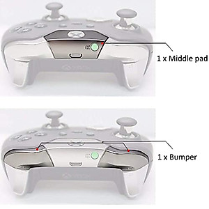 E-MODS GAMING Replacement Silver LB RB Bumper Trigger & Middle Kit for Xbox One Elite Controller Xbox One with 3.5mm Jack Versions