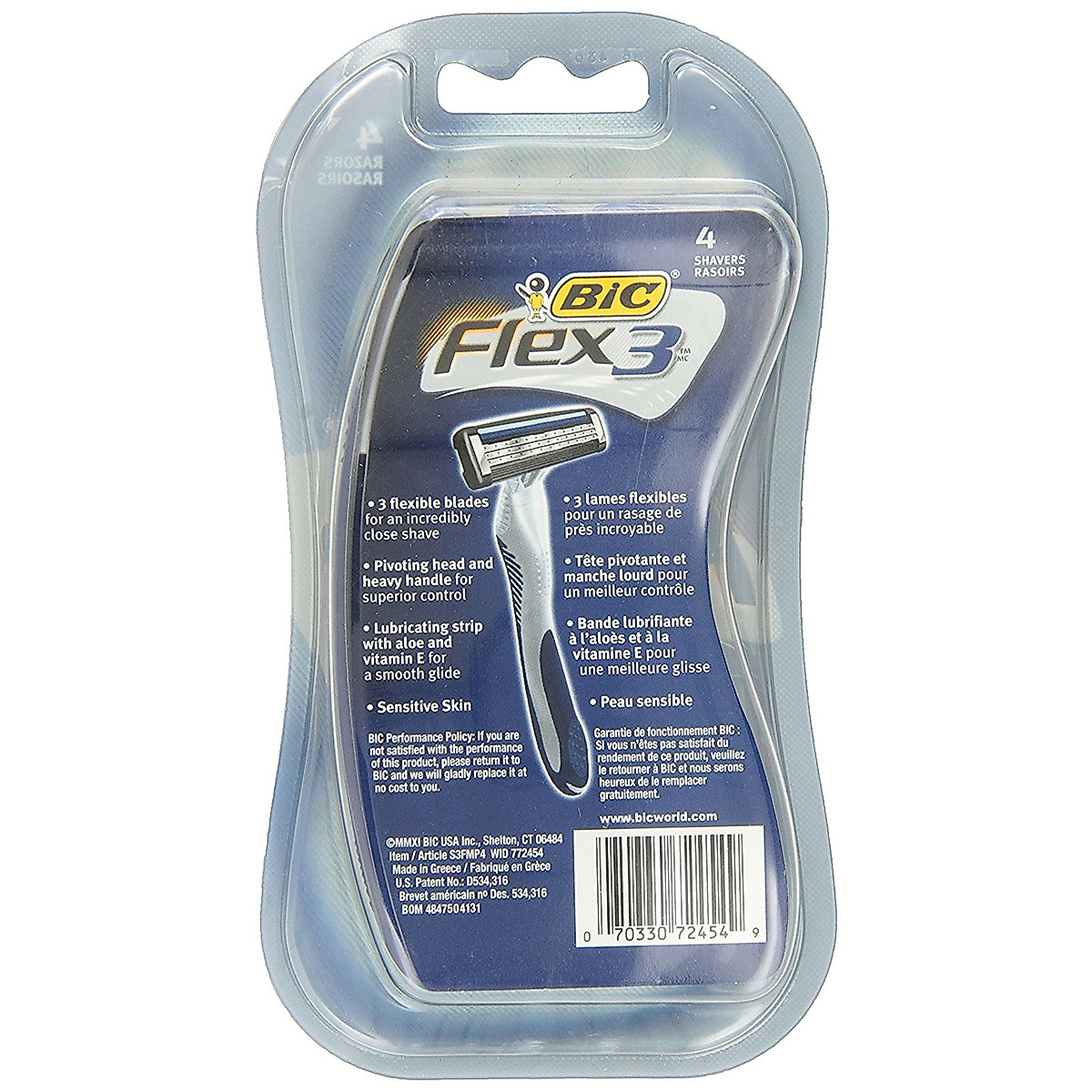 Bic Flex 3 men's shaver, 4 count (2 packs)