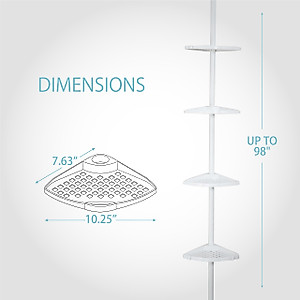 Better Living Products 70040 ULTI-Mate Rust Proof Aluminum Tension Shower Pole Caddy, White