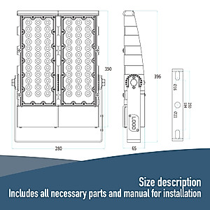 HBKSUSKT 500W LED Stadium Flood Lights Commercial Outdoor Field Lighting -Super Bright 70000 Lumen, IP65 Waterproof, 6000K Daylight, Parking lot Light, Adjustable Lighting Arena Lights
