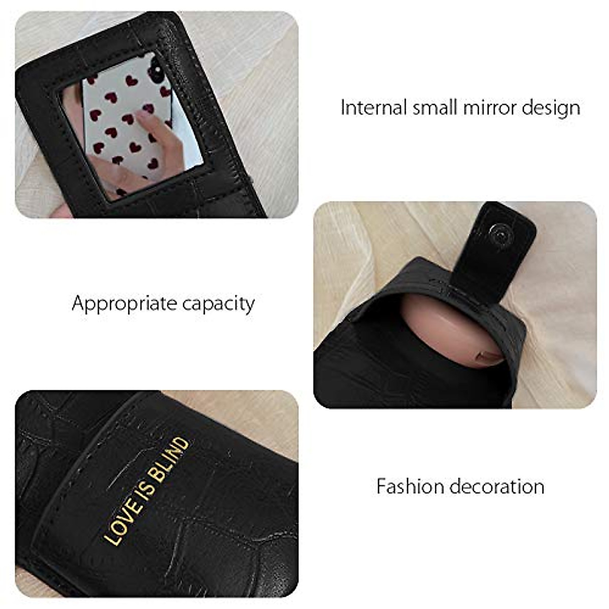 MOCOHANA Leather Makeup Lipstick Case with Mirror for Purse Cosmetic Pouch Travel Makeup Bag Holder Fits Most Popular Brands of Lipstick