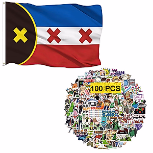 GTOTd Countries Flag 3x5 FT（with Game Vinyl Stickers 100pcs）Dream Game Gifts Merch Party Supplies for Room Decor Small Countries Double Stitched Polyester Flag with Black Head and 2 Gronments