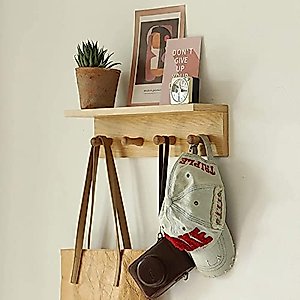 XAOMLP Entrance Coat Rack ，Coat Hooks, Wall-Mounted Wooden Hook Rack, Wall-Mounted Shelves are Very Suitable for Your Entrance, mud Room, Bathroom, etc(1pcs)