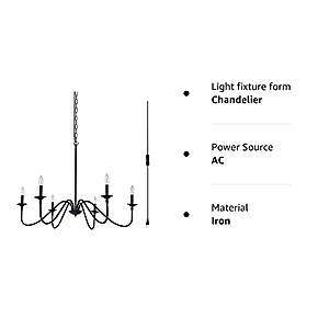 HOXIYA PRE-ASSEMBLED Plug in Chandelier, 34.6" Black Chandelier with Long Cord Farmhouse Chandelier Modern Hanging Light, Outdoor Lights for Gazebo Chandelier Rustic Industrial for Living Room Bedroom