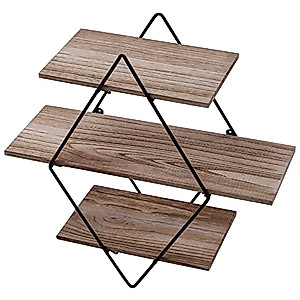BILPIKOGoo Floating Shelves for Wall, Geometric Diamond Wall Shelves, 3 Tier Hanging Floating Display Shelf Decor, Geometric Style Decor Shelf for Bedroom Living Room Office