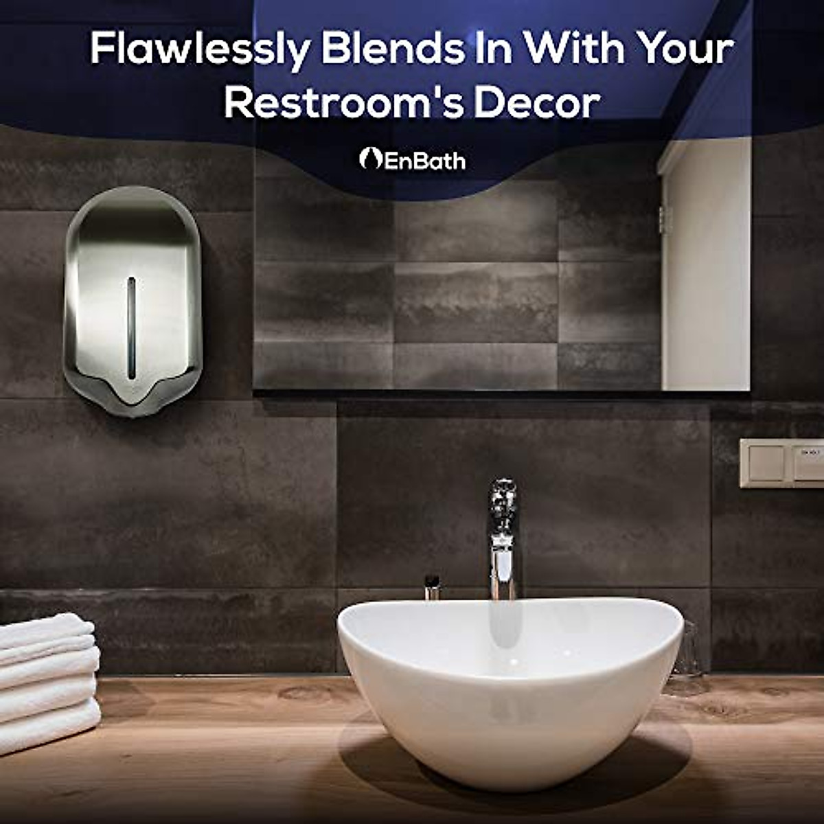 Automatic Commercial Soap Dispenser Wall Mount – Large 40oz (1200ml) Touchless Wall Mounted Dispensers for Business & Home Bathroom, Stainless Steel Design for Liquid Soap & Hand Sanitizer by EnBath