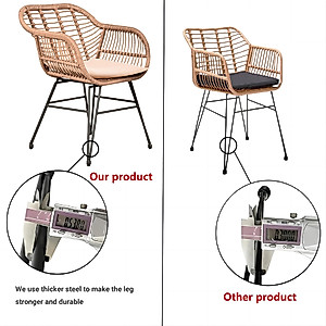 Tappio 3 Piece Outdoor Wicker Furniture Patio Bistro Set, Balcony Furniture Rattan Conversation Sets, Outdoor Patio Chairs Set for Porch Poolside Garden, Beige