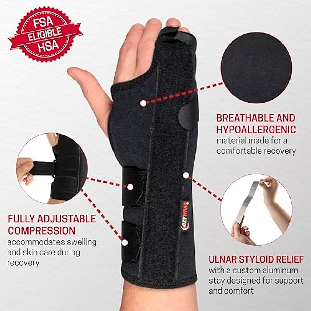 Ezywrap The Boxer Orthosis Orthopedic Hand & Wrist Brace | Wrist Brace for Women & Men | Wrist Support Strap for Sprain, Wrist Sleeve, Metacarpal Wrap Brace | Regular | Right | (Single/Black)