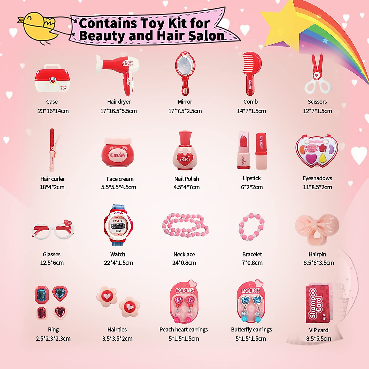 Ansoyi 28Pcs Pretend Makeup Toy Sets, Role Play Princess Dress Up Kids Birthday Party Play Gift Toy