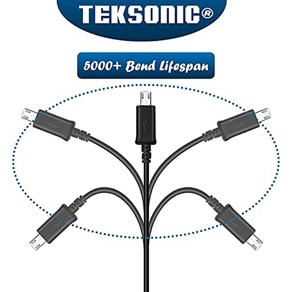 tekSonic [12-Pack Micro USB Cable Multi Pack Bulk Lot - 1 M/3.3 ft Charging, Data Sync Fast Micro USB to USB A Cord for Samsung Galaxy S7 S6 Edge J7 S5,Note 5 4,LG 4 K40 K20,Kindle,PS4,Xbox,Tablet