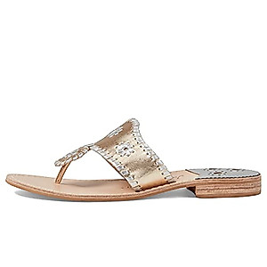 Jack Rogers Women's Jacks Flat Sandal, Platinum/Silver Metallic Nappa, 9.5