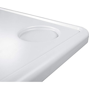 Vaunn FSA/HSA Eligible, Medical Adjustable Overbed Bedside Table with Wheels (Hospital and Home Use), New Tabletop, Light Gray