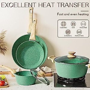 Innerwell Pots And Pans Set Nonstick, 8 Piece Kitchen Cookware Sets Nonstick Kitchenware Pans For Cooking, Pot And Pan Set Non Stick Pots And Pan Set 100% PFOA-Free, Toxin-Free, Induction Compatible