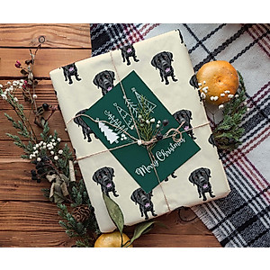 Cute Black Labrador Retriever Gift Wrap, Black Lab Wrapping Paper, Dog Christmas Birthday Party Decoration Decor (6 foot x 30 inch roll)