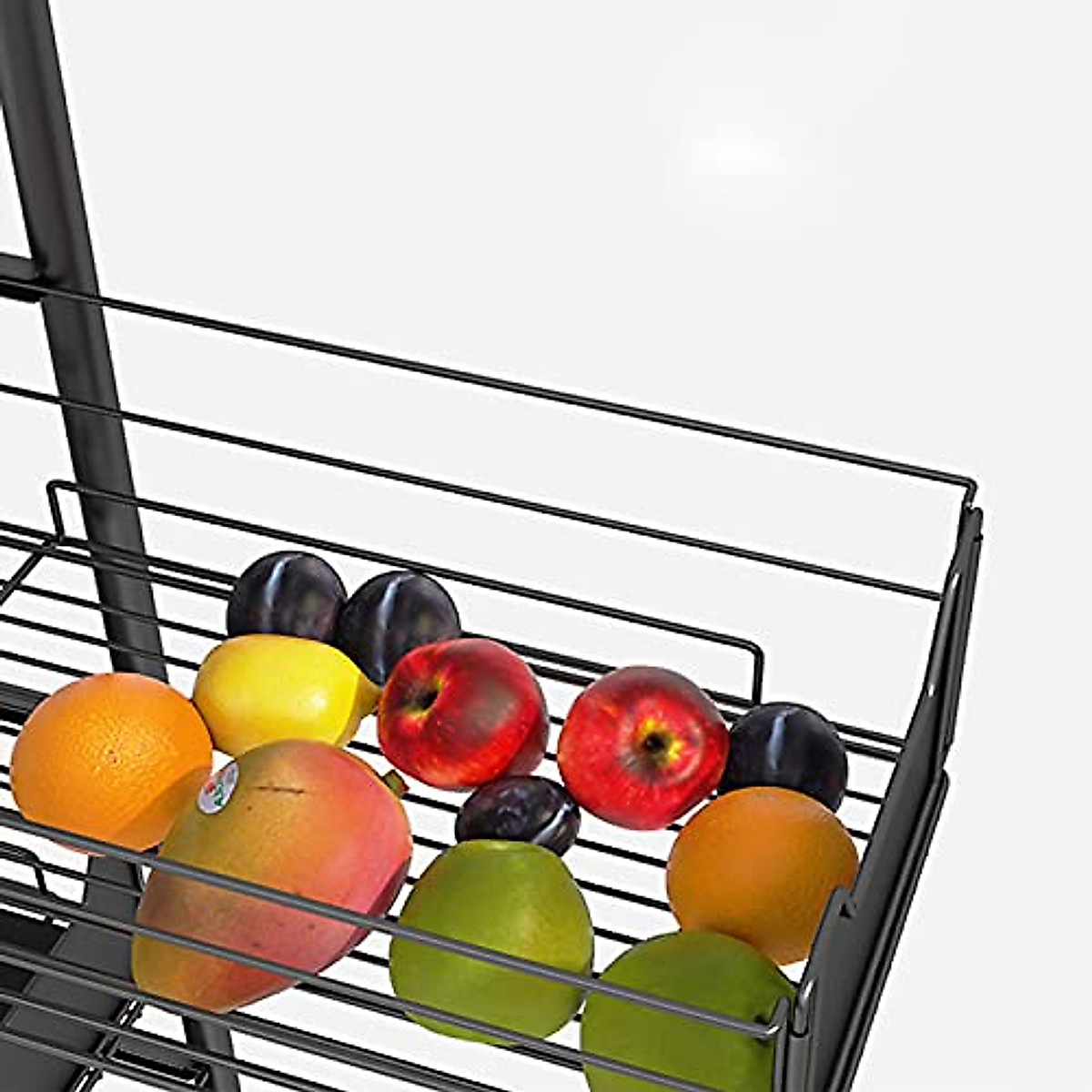 LOYALHEARTDY 4-Tier Carbon Steel Slim Rolling Cart 9.4Inch Width Kitchen Storage Organizer Mobile Shelving Unit Storage Carts with Lockable Wheels Slide Out Storage Tower Rack