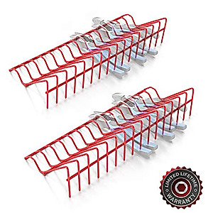 Olsa Tools Plier Organizer Rack Pliers Rack for Tool Box Drawer Storage (Red) | 2pc Plier Holder Holds 32 Pliers | Professional Grade