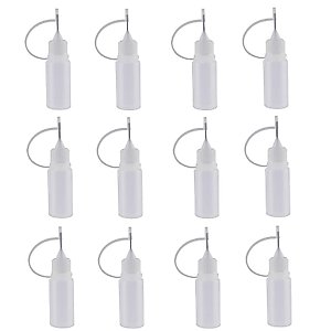 12 Pcs 10ml (0.3 oz) Squeezable Plastic Tip Applicator Bottle Dropper Bottles with Tip Caps Glue Bottle Applicator