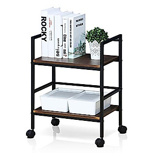 Furinno Modern Storage Cart, Dark Walnut