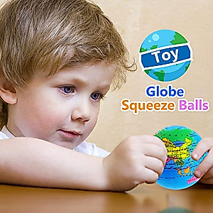24 Pcs Globe Squeeze Balls,Earth Stress Relief Balls,Foam Squeeze Balls for Finger Exercise,Party Favors,School,Classroom,2.5 inch
