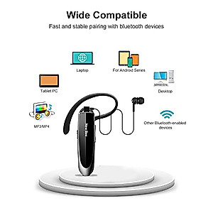 New bee Bluetooth Earpiece V5.0 Wireless Handsfree Headset with Microphone 24 Hrs Driving Headset 60 Days Standby Time for iPhone Android Samsung Laptop Trucker Driver (Black)