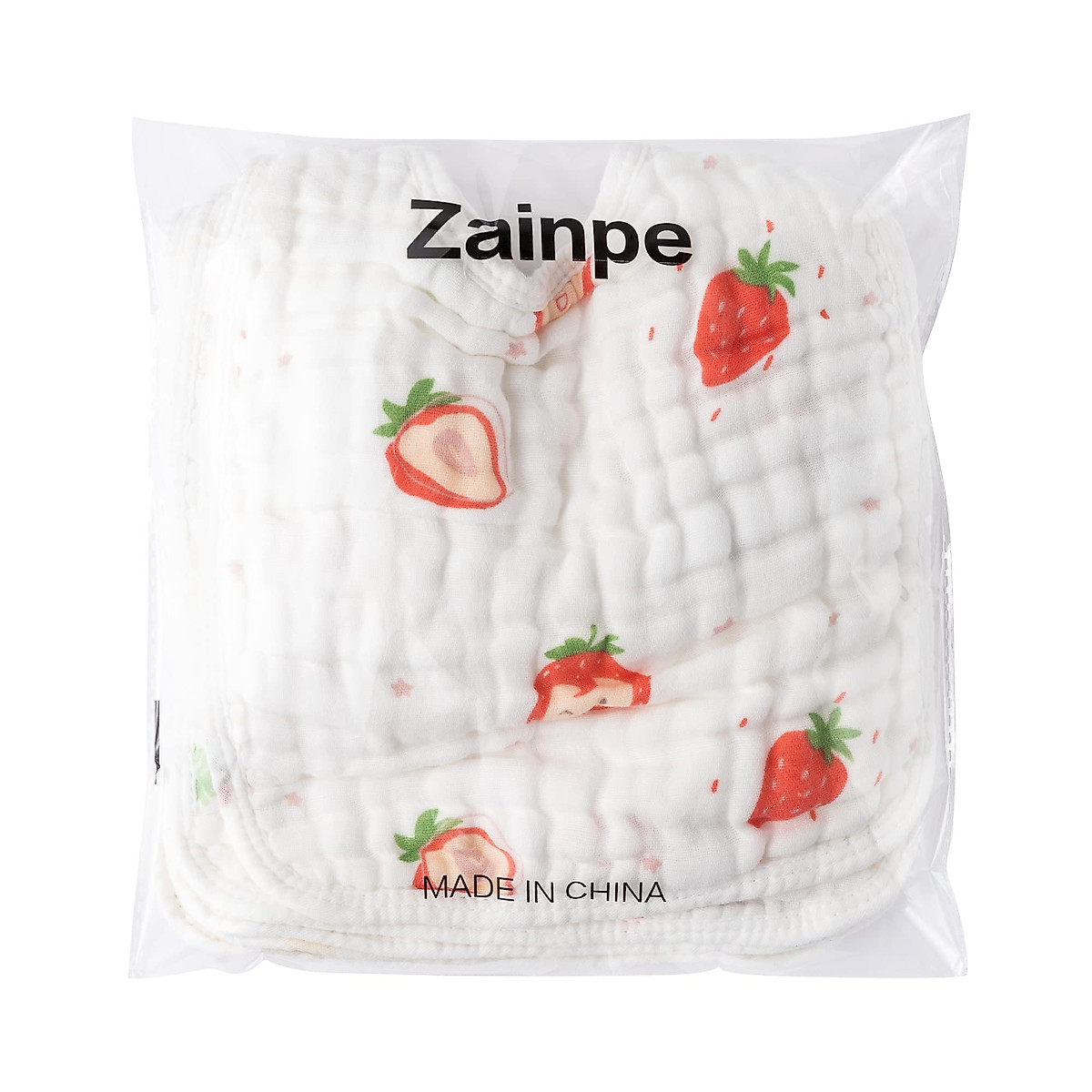 Zainpe 5Pcs Muslin Baby Bibs Banana Lemon Strawberry Pattern Cotton Lap-Shoulder Cloths Drool Bibs Machine Washable Feeding Bib with 6 Absorbent & Soft Layers for Unisex Infants Toddlers Newborns