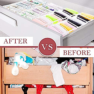 KOARBI Drawer Organizer, Transparent and Flexible, Pack of 2, XL size. Great for Underwear, Socks, Baby Clothes, Ties, Bras and Closet Organizer