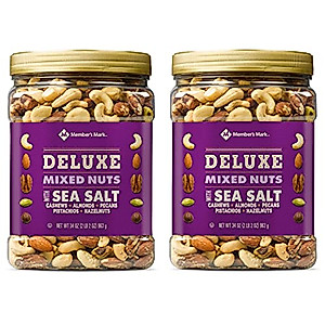 Member's Mark Deluxe Mixed Nuts with Sea Salt, Salty, 34 Ounce, 2 Pack