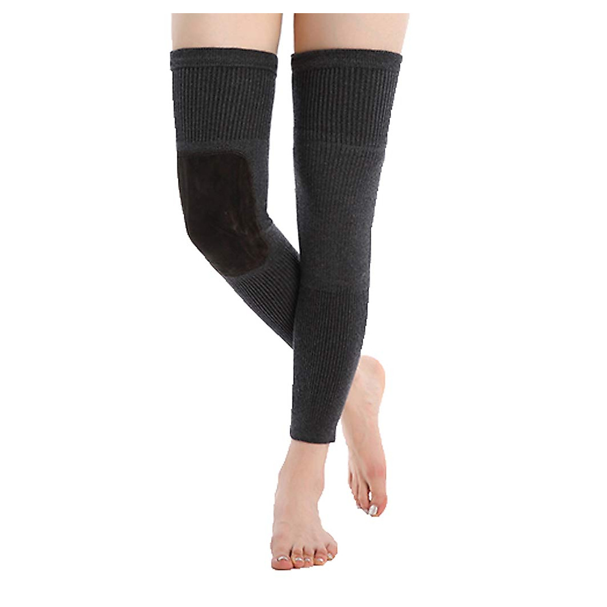 Women Teen Girls Super Long Fleece Knee Padded Leg Warmer Winter Stretchy Warm Knee Braces Leg Sleeves Support Protector Over-Knee Socks Legging for Snow Skiing Dance Yoga Cycling Camping Arthritis