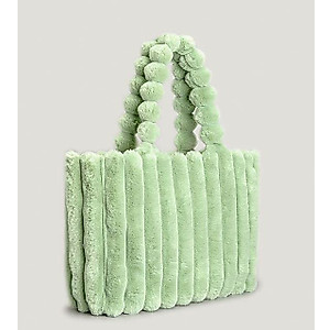 Women's Tote Handbag Fleece Shoulder Bag Hobo Tote Bag Faux Fur Retro Casual Clutch Cute