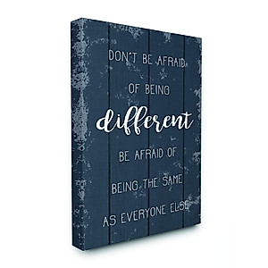 Stupell Industries Don't Be Afraid Blue Wood Texture Inspirational Word, Design by Artist Daphne Polselli Wall Art, 16 x 20, Canvas