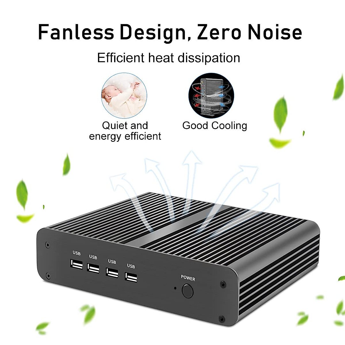 msecore Mini PC, Fanless Desktop Computer with i7 8th Processor, 8G DDR4 RAM | 256G NVME SSD, 4K@60HZ, HDMI, DP, Dual Display, WiFi 6, Bluetooth5.1, WOL, Support Auto Power On, Windows 11 Pro
